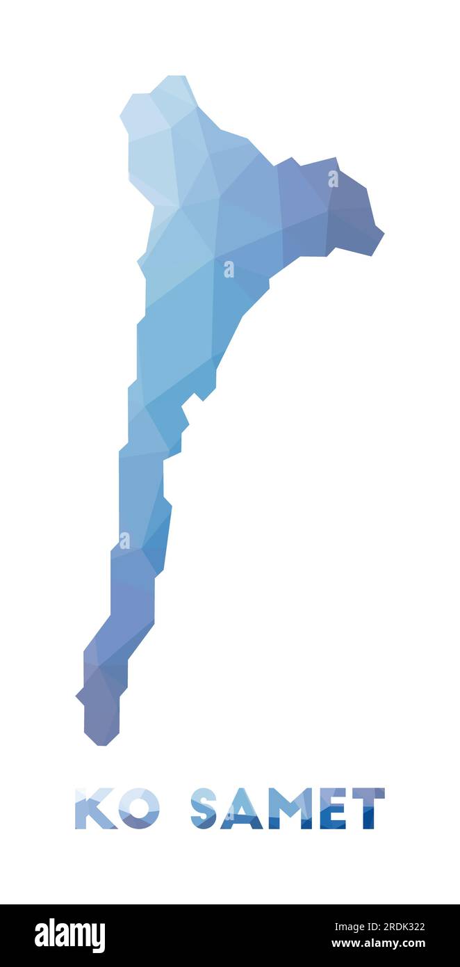 Low poly map of Ko Samet. Geometric illustration of the island. Ko ...