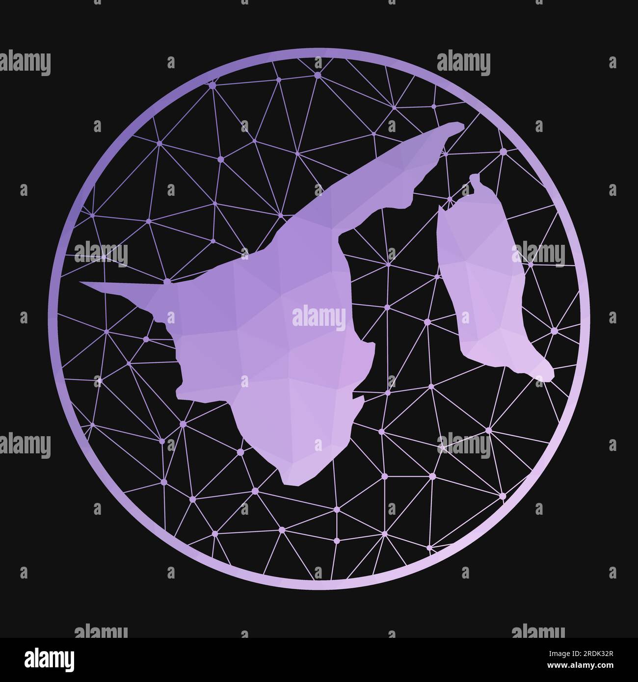 Brunei icon. Vector polygonal map of the country. Brunei icon in ...