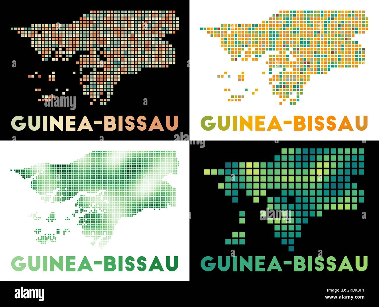 Guinea-Bissau map. Collection of maps of Guinea-Bissau in dotted style ...