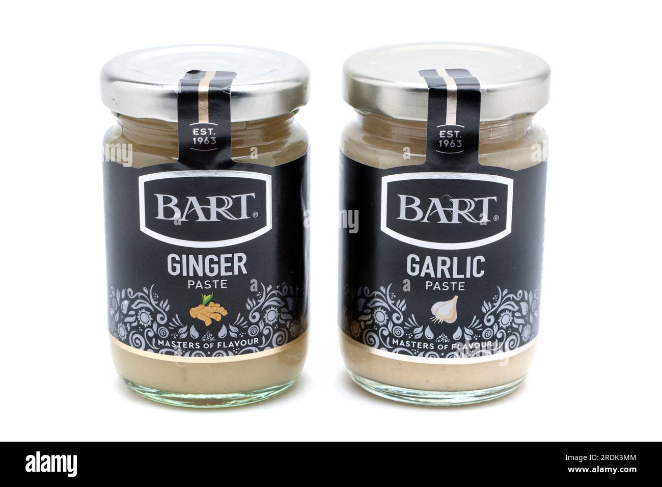 Two Jars of 100g Bart Ginger Paste and Garlic Paste Flavourings Stock ...