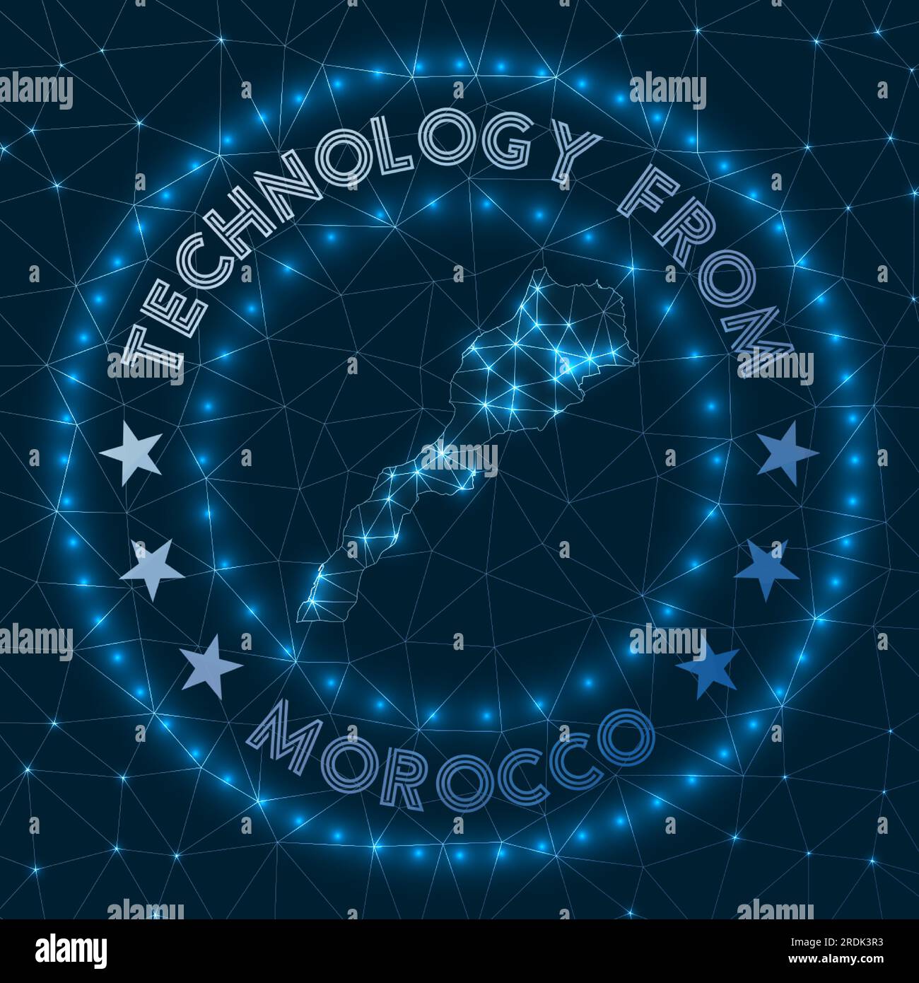 Technology From Morocco. Futuristic geometric badge of the country ...