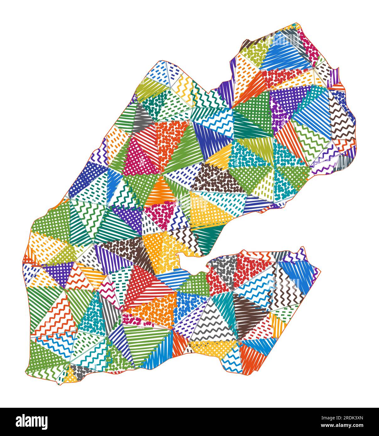 Kid style map of Djibouti. Hand drawn polygons in the shape of Djibouti. Vector illustration ...