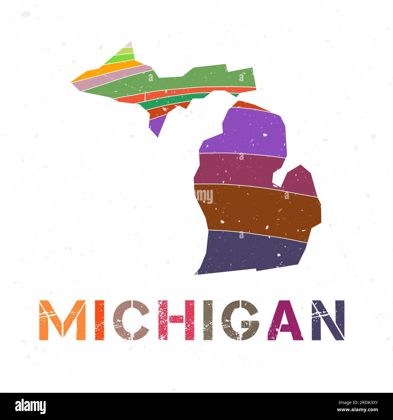 Michigan map design. Shape of the US state with beautiful geometric ...
