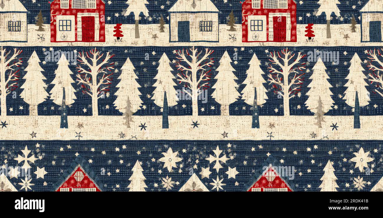 Rustic country christmas cottage with primitive hand sewing fabric ...