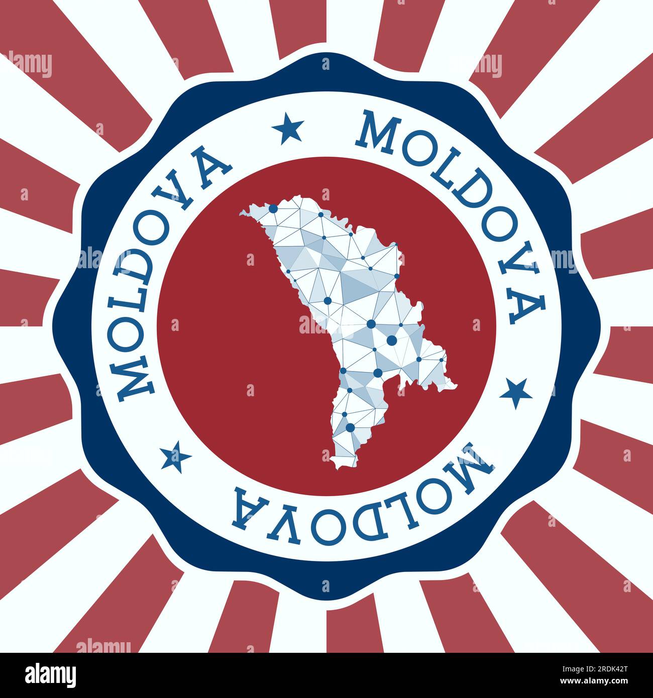 Moldova Badge. Round logo of country with triangular mesh map and ...