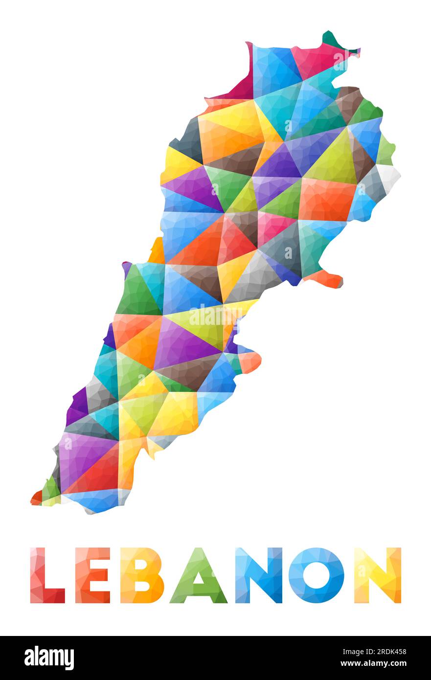 Lebanon - colorful low poly country shape. Multicolor geometric ...