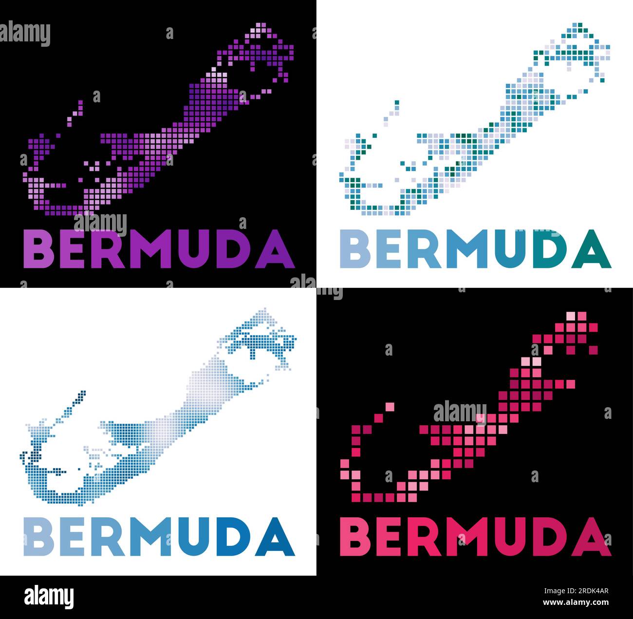 Bermuda map. Collection of maps of Bermuda in dotted style. Borders of ...