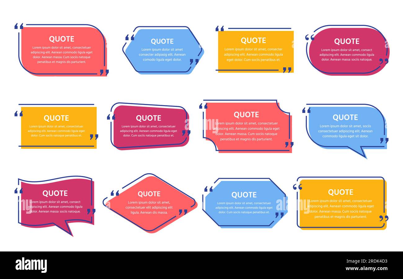 Quote text box. Quotations frame template. Vector. Set of info comments ...