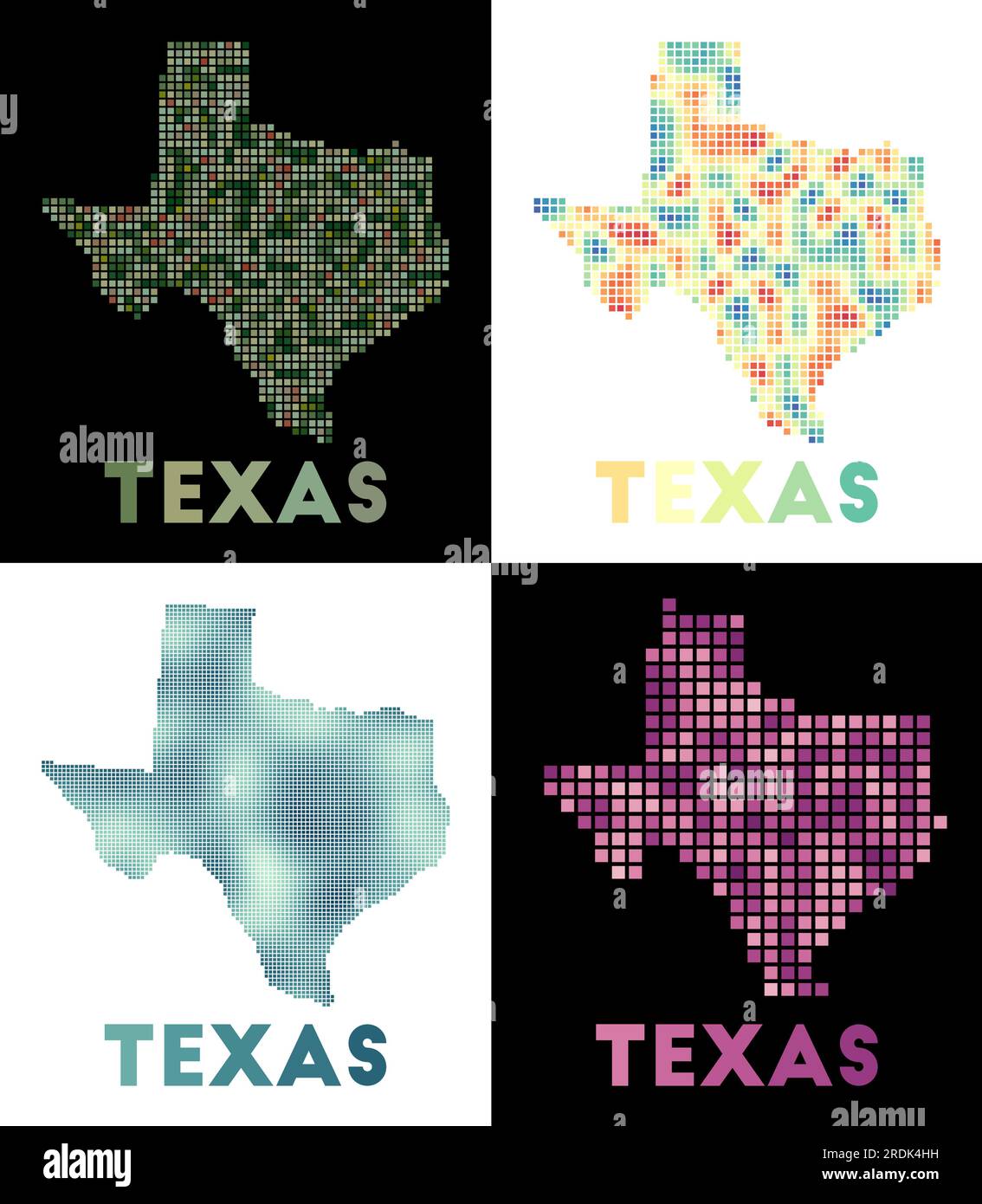 Texas map. Collection of maps of Texas in dotted style. Borders of the ...