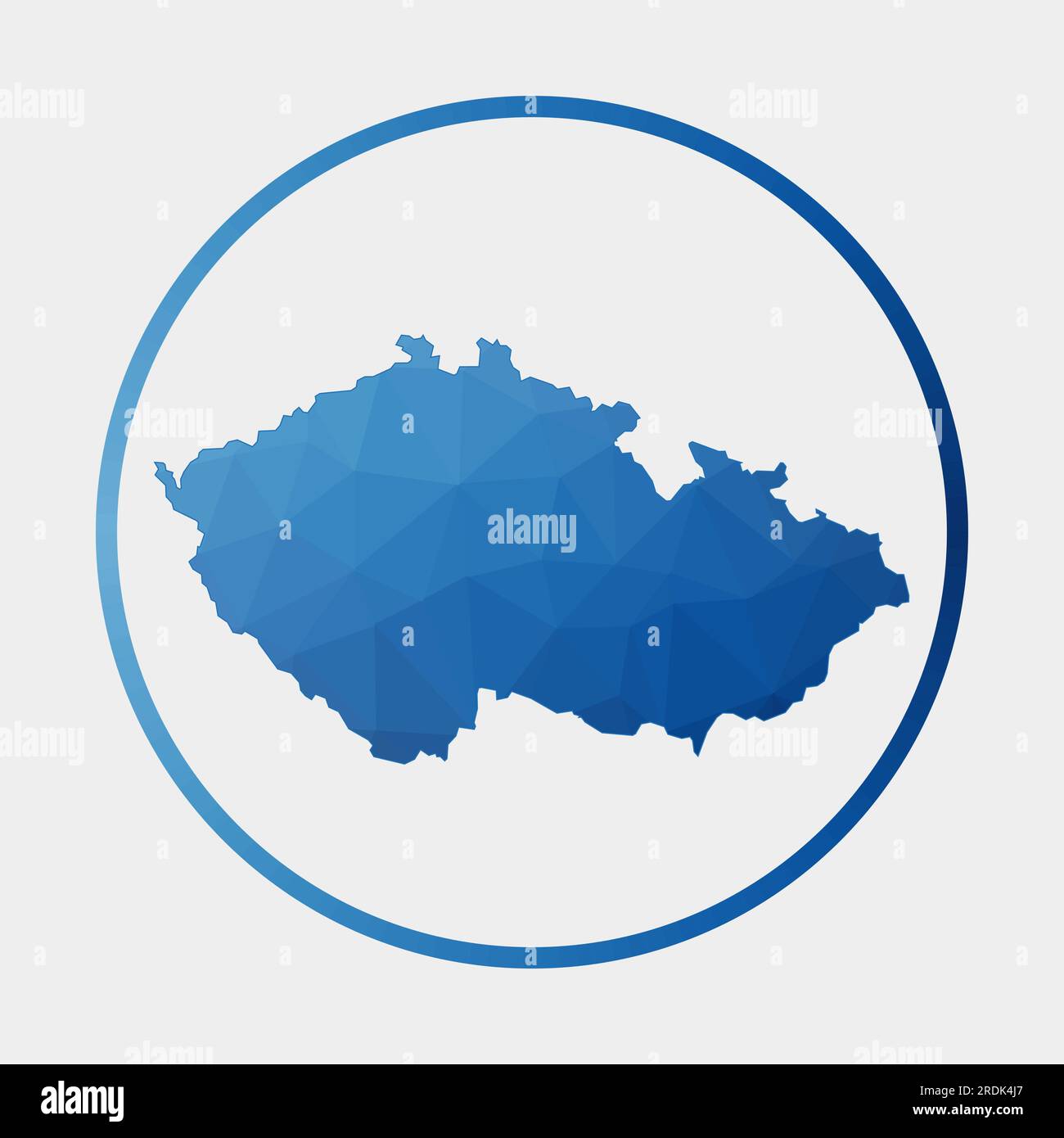 Czech Republic icon. Polygonal map of the country in gradient ring ...