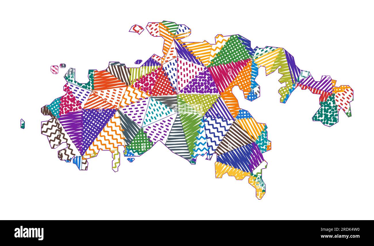 Kid style map of Saint John. Hand drawn polygons in the shape of Saint ...