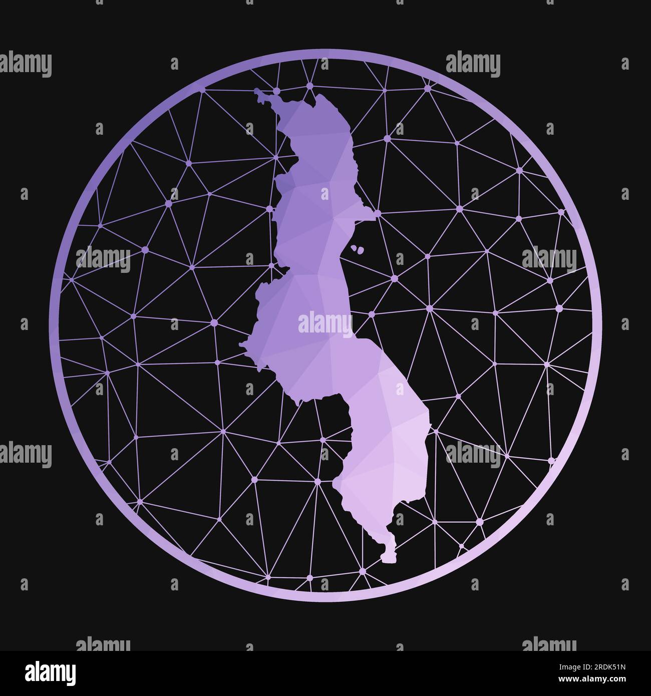 Malawi icon. Vector polygonal map of the country. Malawi icon in ...