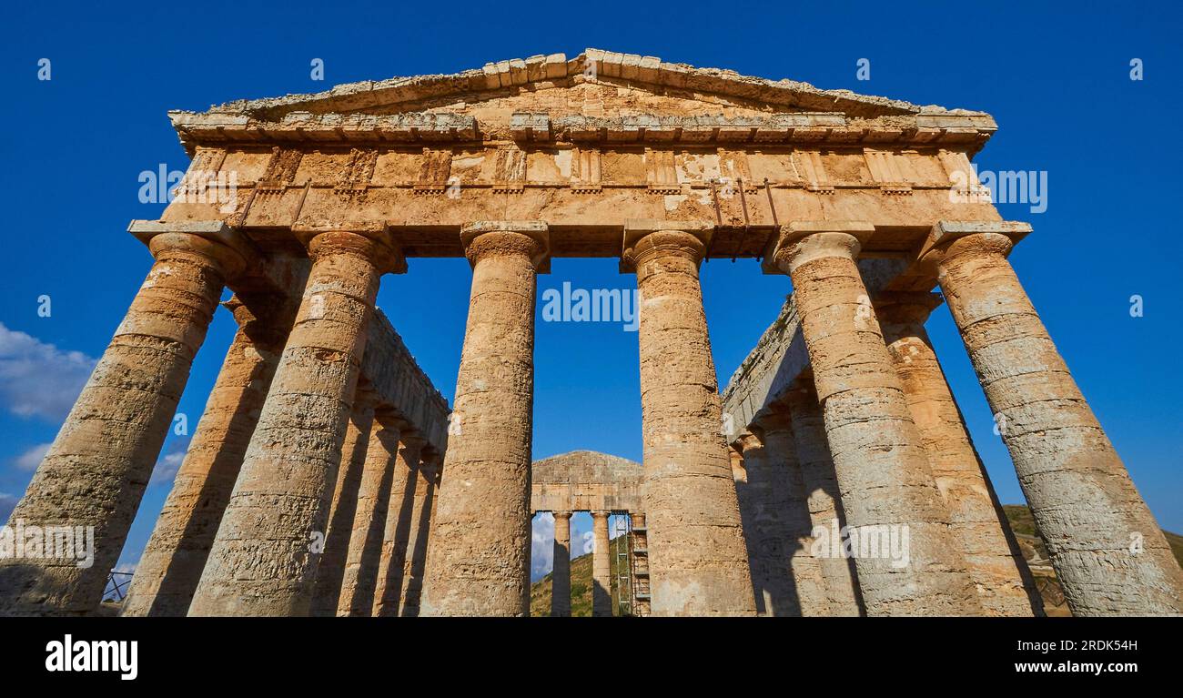 Evening light, Doric Temple, Segesta, super wide angle, oblique aerial ...