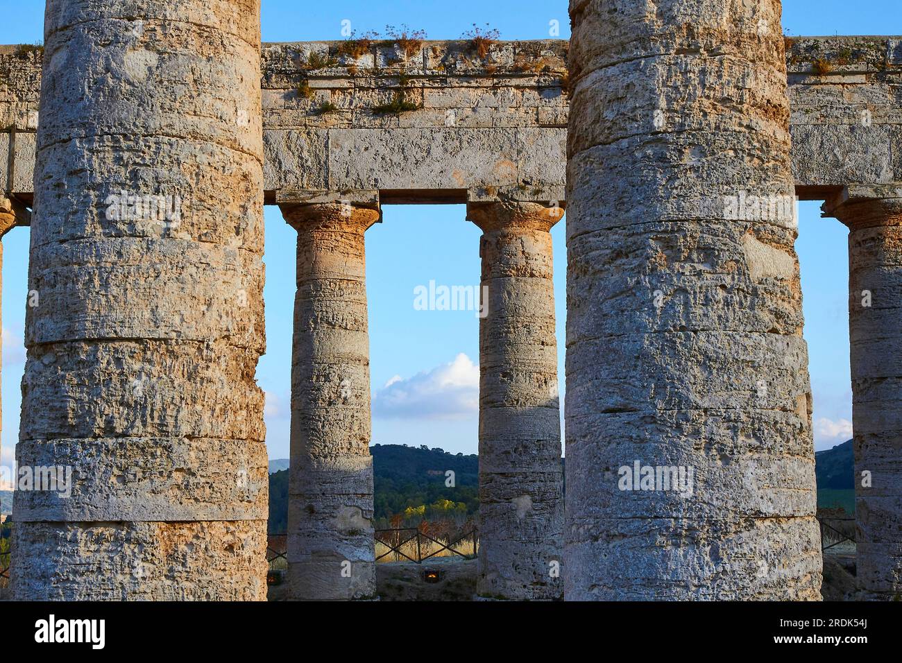 Evening light, Doric temple, detail. Columns seen through gap in ...
