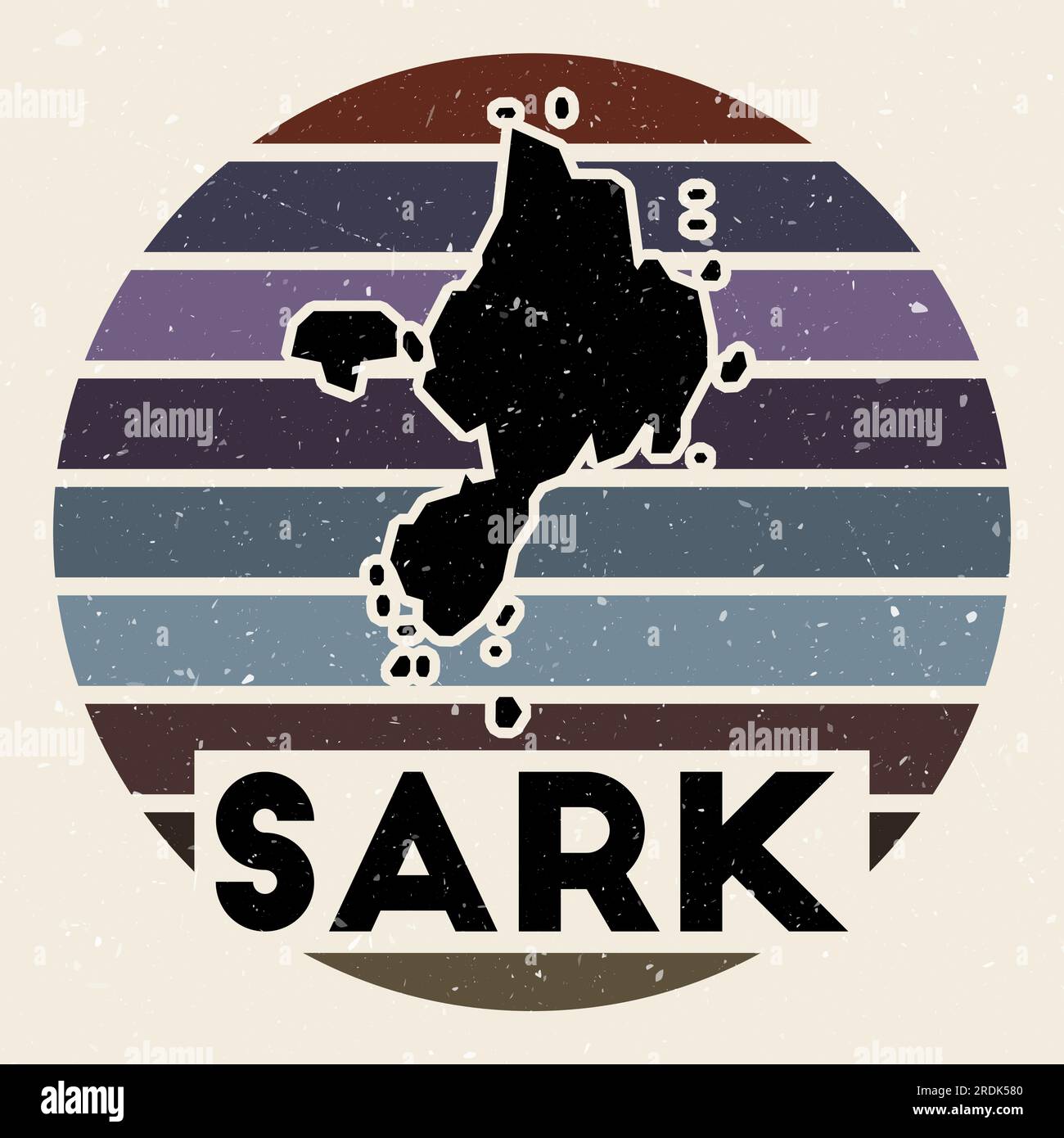 Sark logo. Sign with the map of the island and colored stripes, vector ...