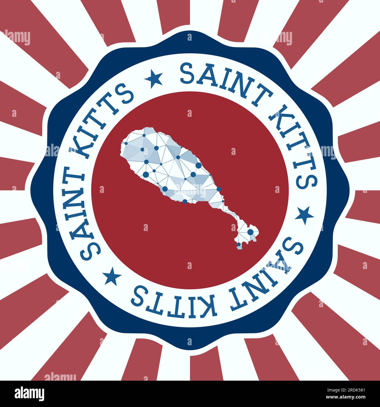Saint Kitts Badge. Round logo of island with triangular mesh map and ...