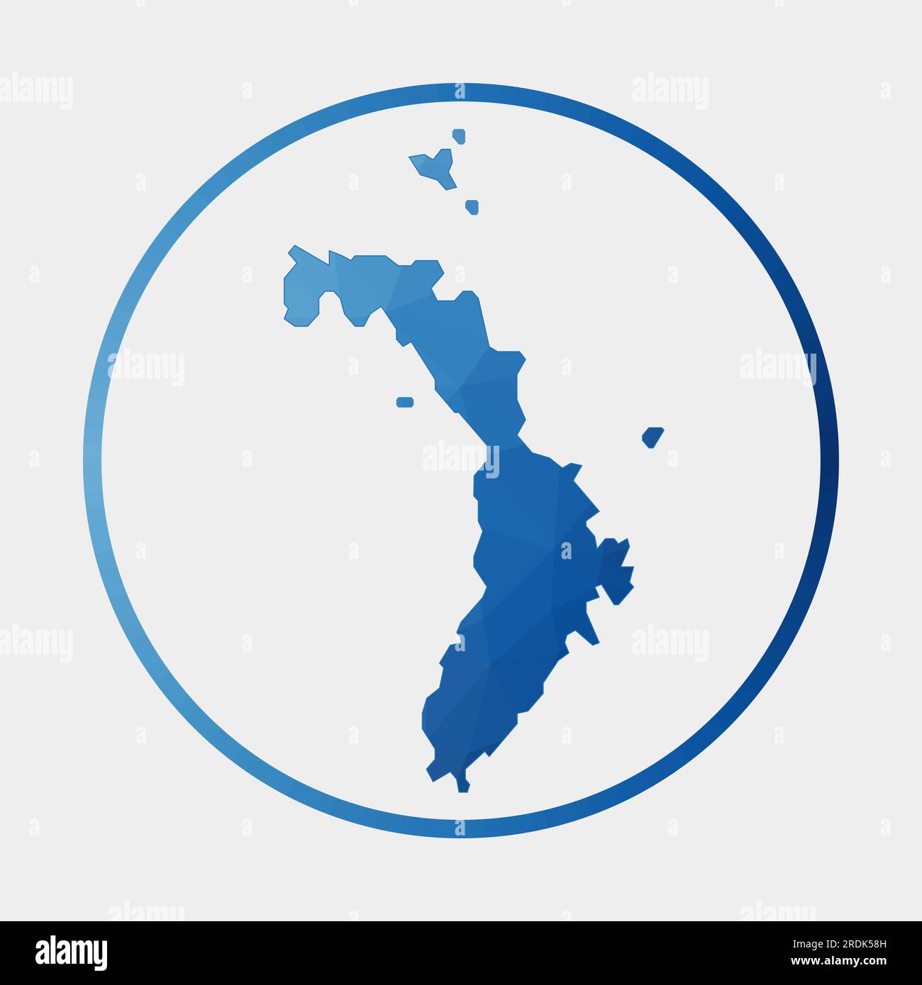 Lord Howe Island icon. Polygonal map in gradient ring. Round low poly ...