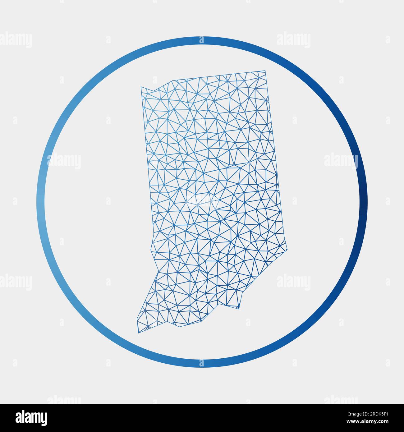 Indiana icon. Network map of the US state. Round Indiana sign with ...