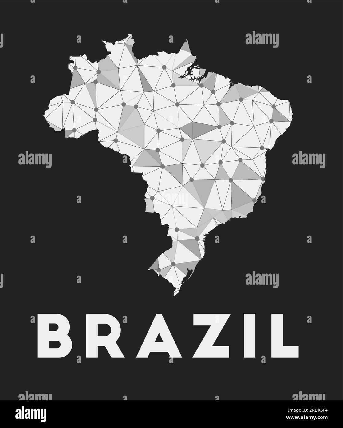Brazil - communication network map of country. Brazil trendy geometric ...