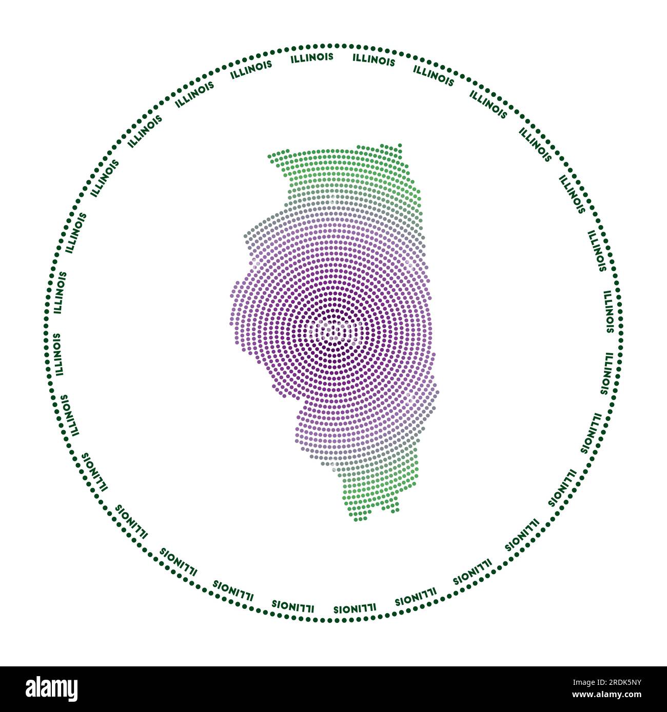 Illinois round logo. Digital style shape of Illinois in dotted circle ...