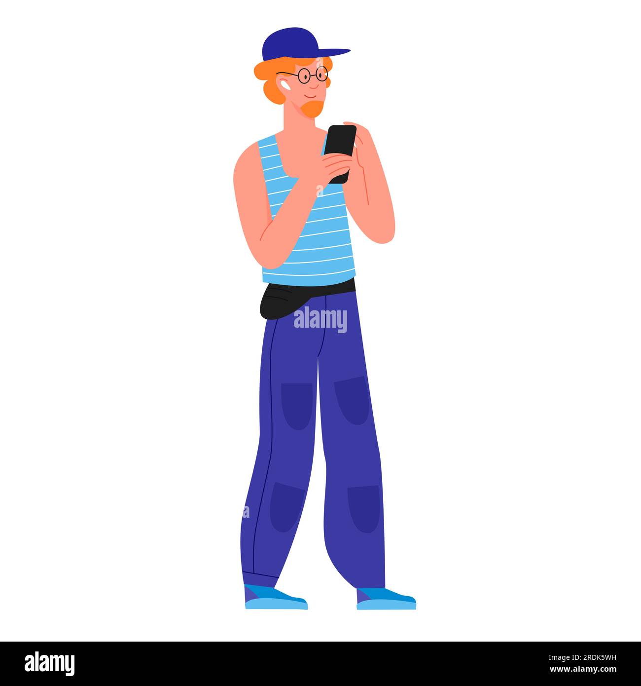 Young boy chatting on mobile. Social media user, teenager calling by ...