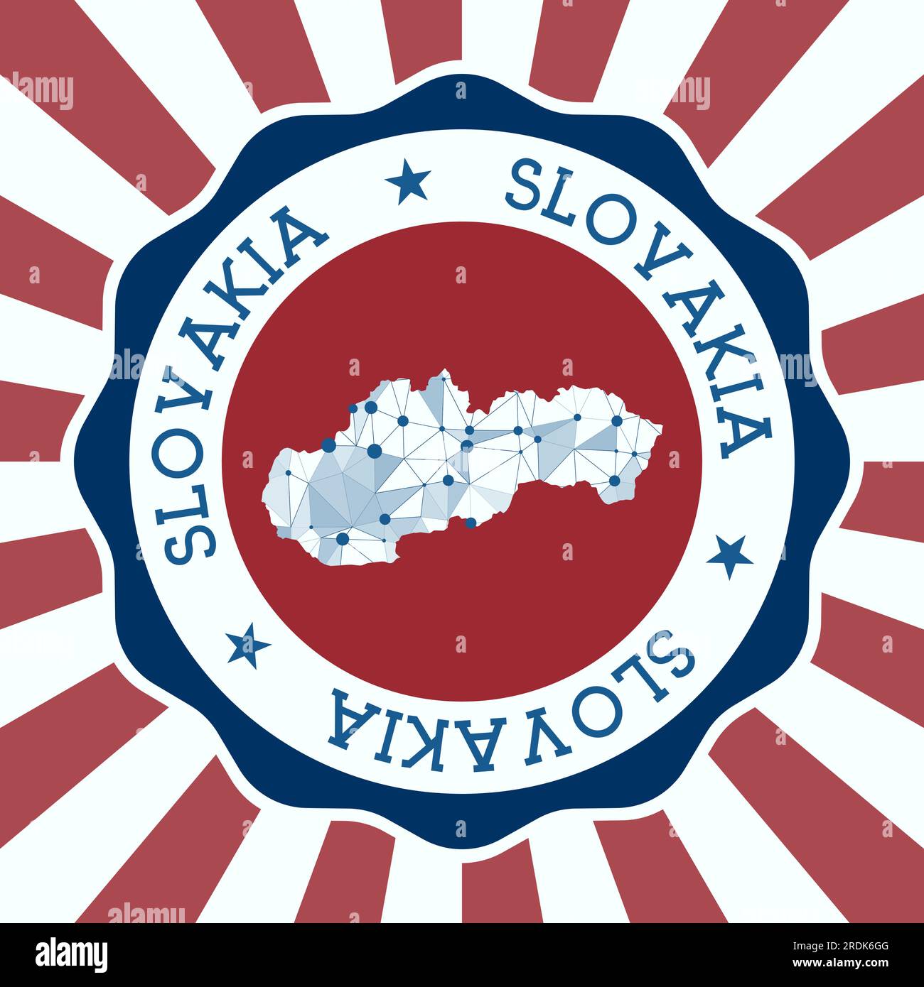 Slovakia Badge. Round logo of country with triangular mesh map and ...