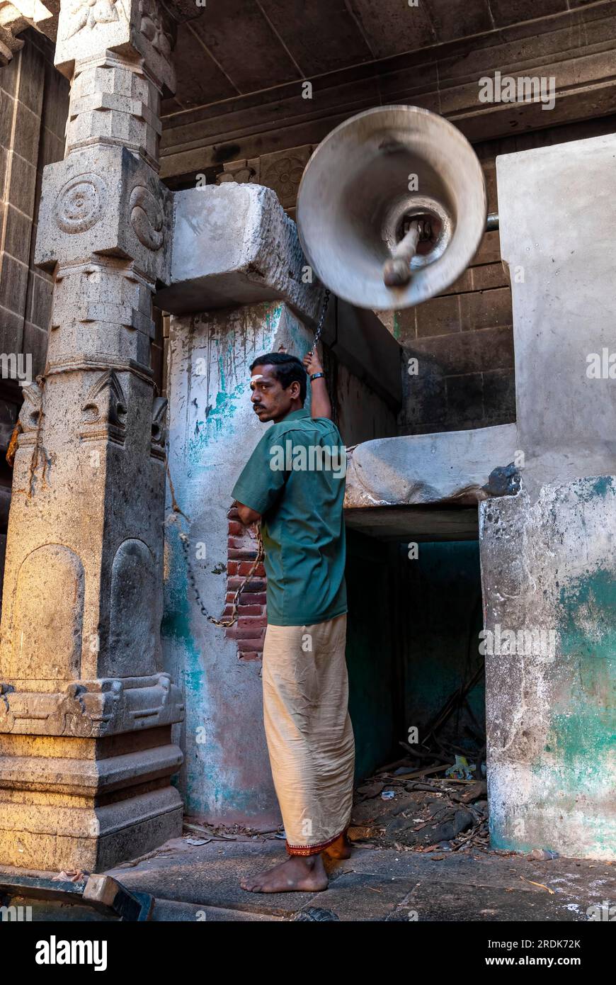 Sacred temple bell of the Thillai Nataraja temple, Chidambaram, Tamil ...