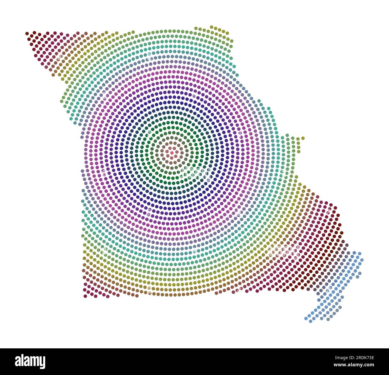 Missouri dotted map. Digital style shape of Missouri. Tech icon of the US state with graduated ...
