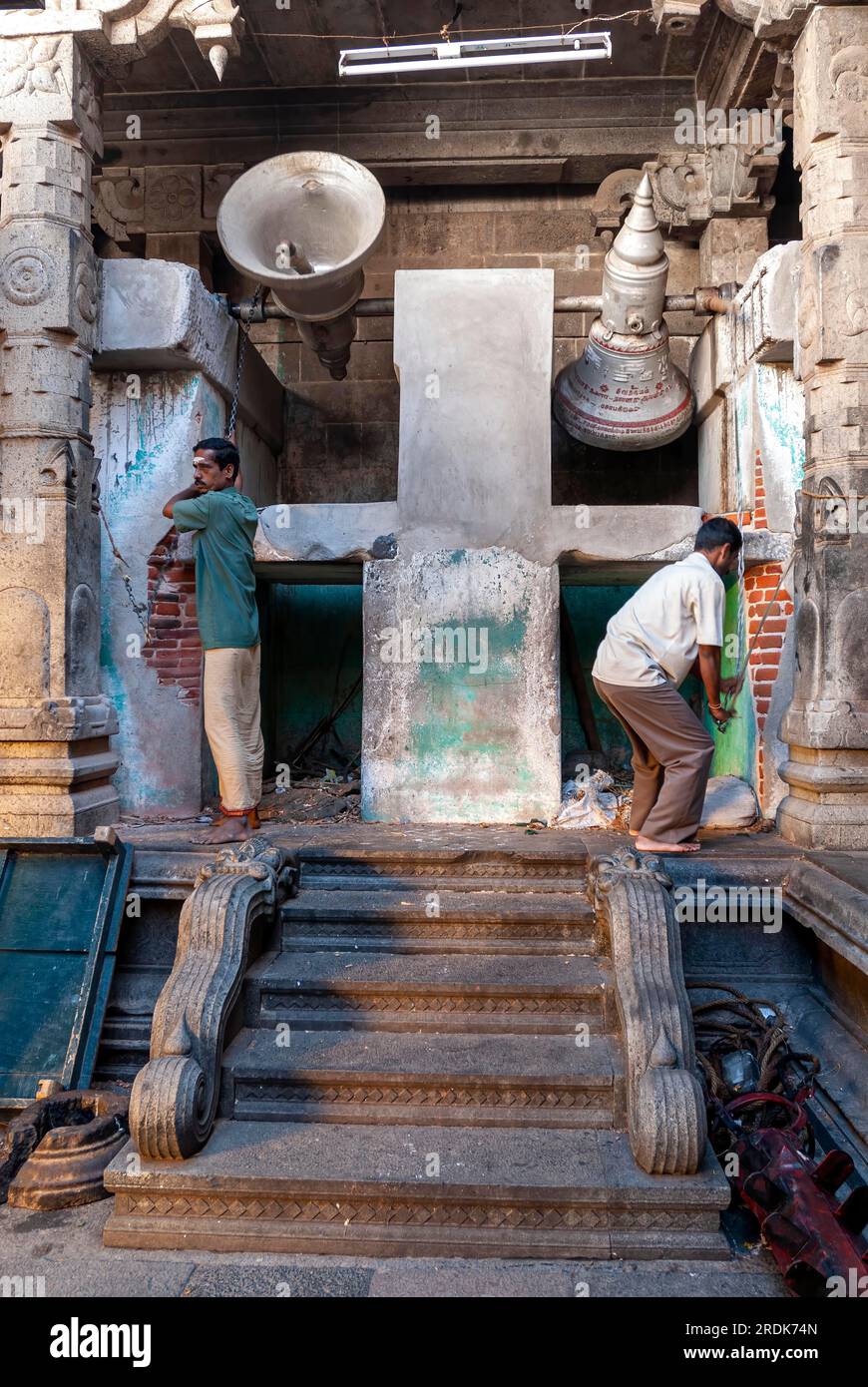 Sacred temple bell of the Thillai Nataraja temple, Chidambaram, Tamil ...