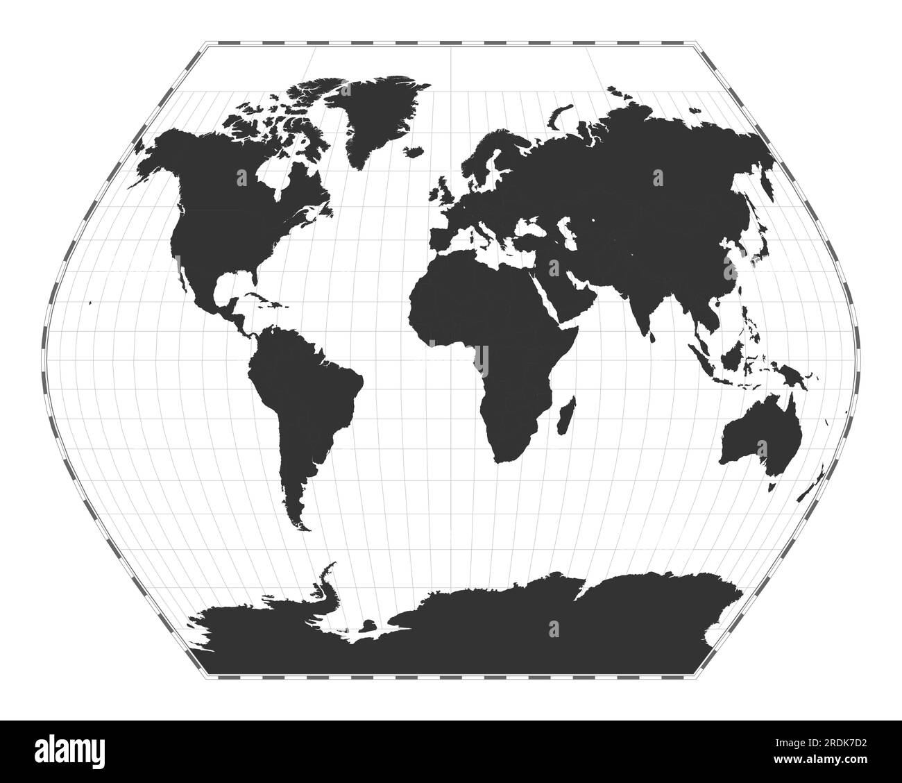 Vector world map. Ginzburg VIII projection. Plain world geographical ...