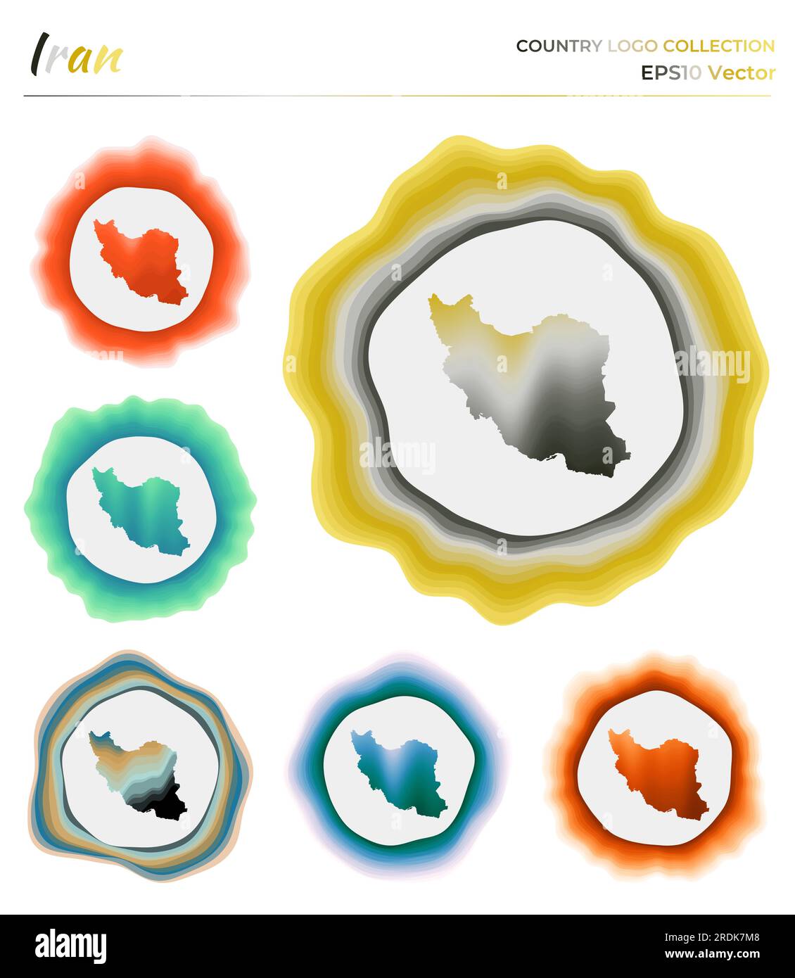 Iran logo collection. Colorful badge of the country. Layers around Iran ...