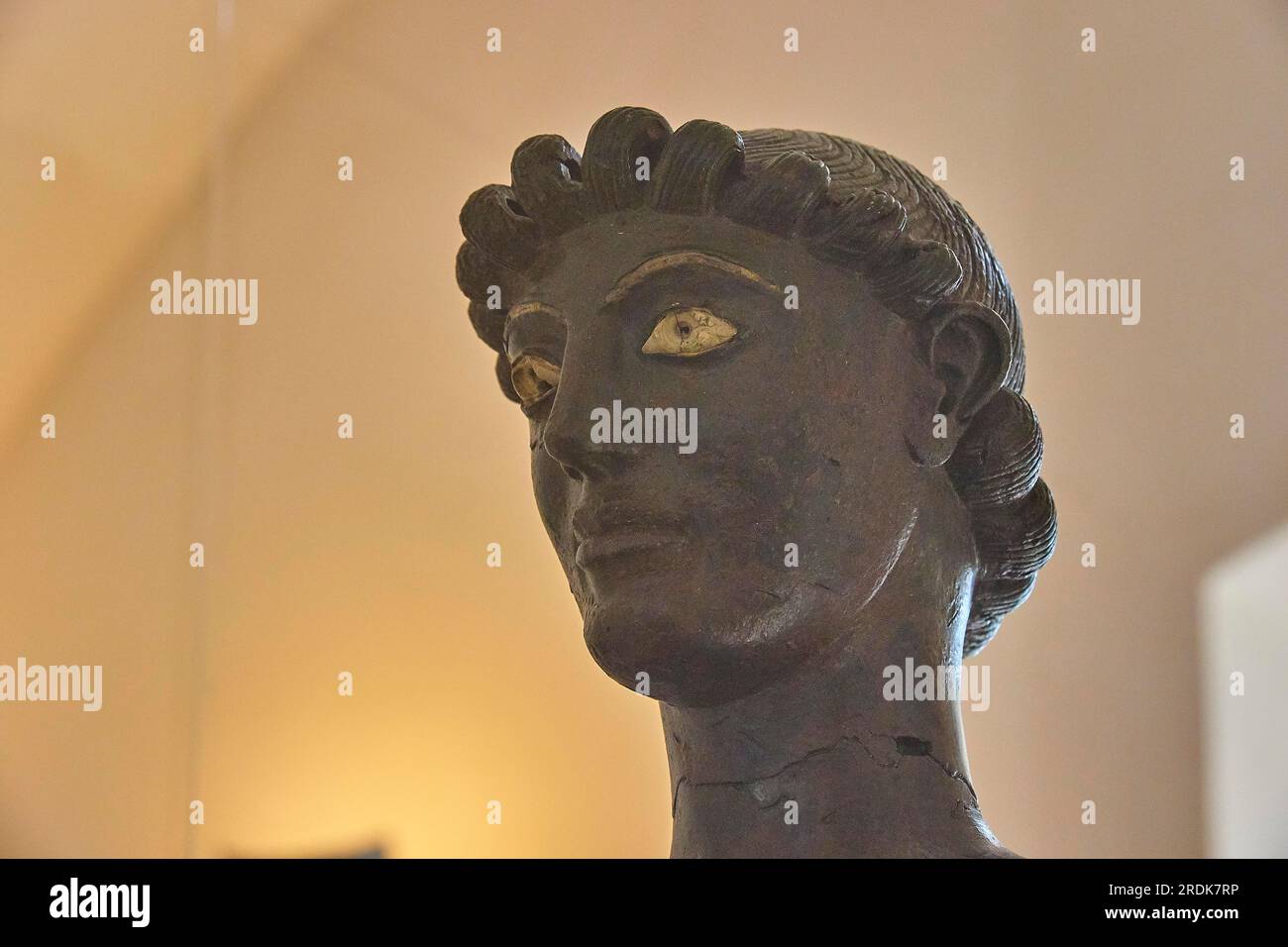 Efebo di Selinunte, detail, head, Dionysos Iakchos, bronze statue ...