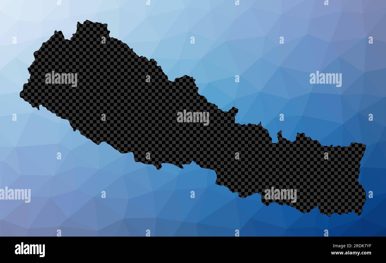 Nepal geometric map. Stencil shape of Nepal in low poly style. Elegant ...