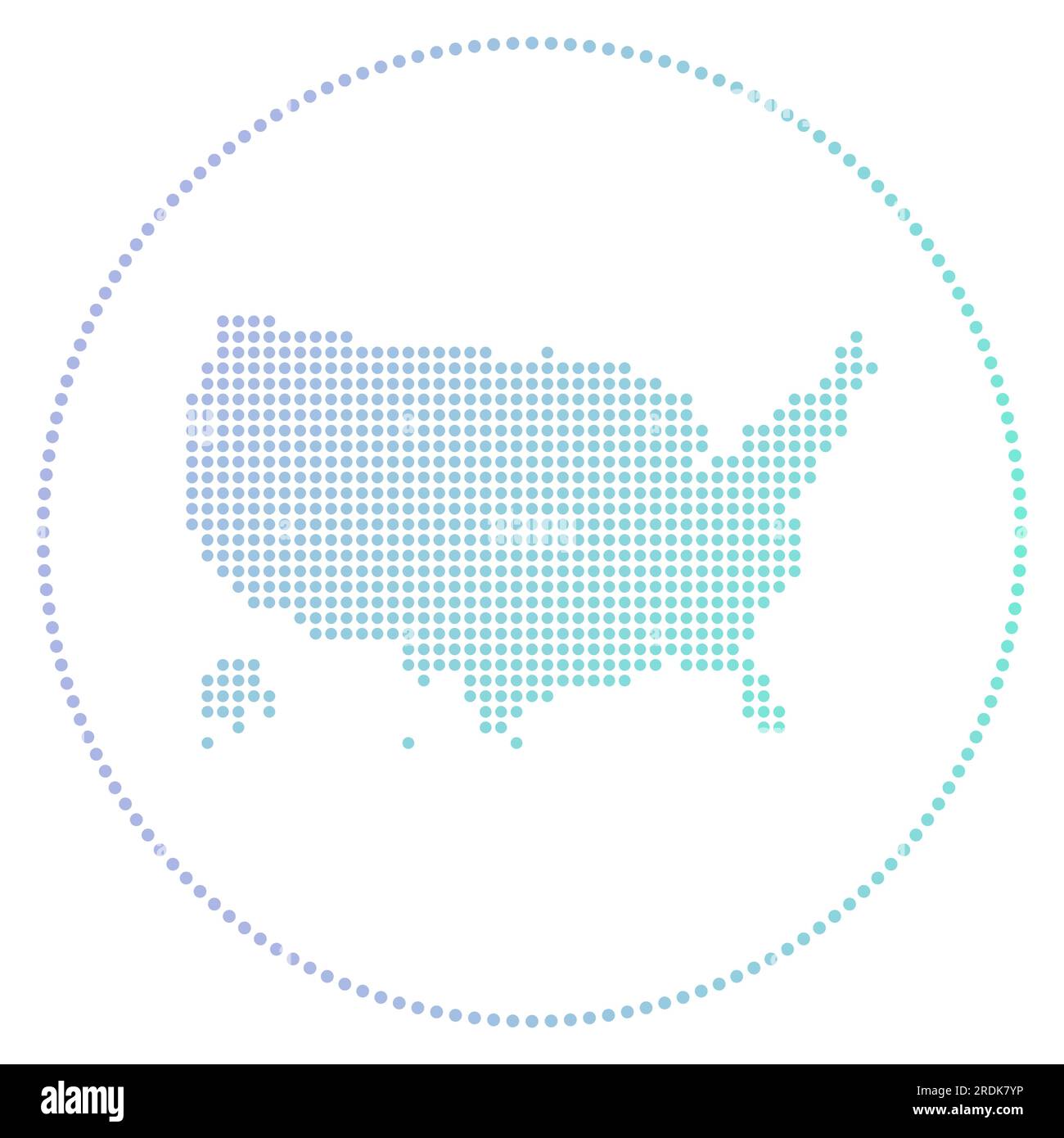 USA digital badge. Dotted style map of USA in circle. Tech icon of the ...