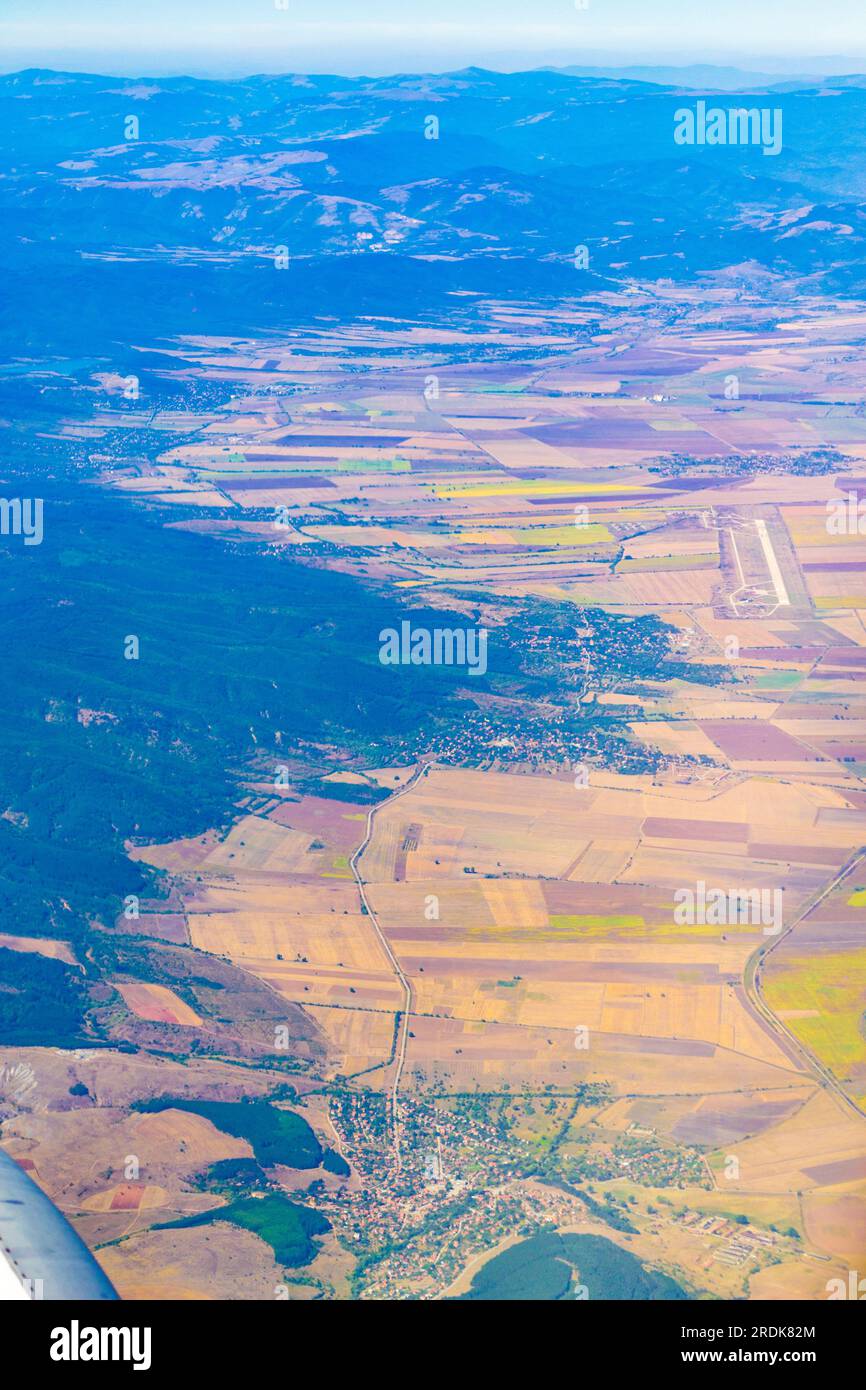 Aerial view of a valley and mountains of Southwest Bulgaria somewhere ...