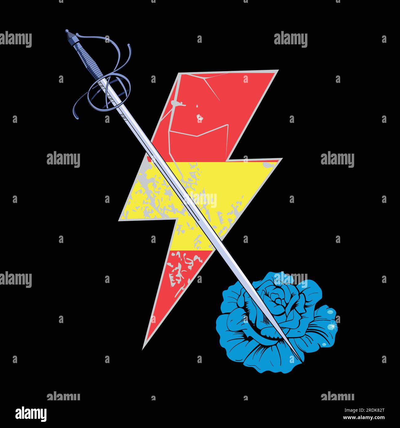 Thunder symbol t-shirt design with the colors of the Spanish flag, a ...