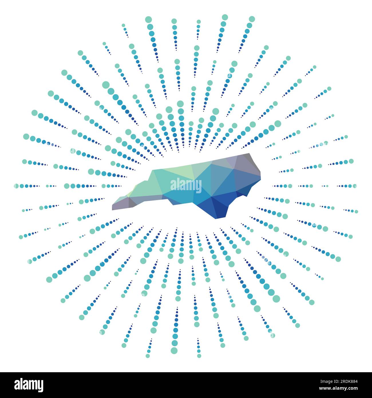 Shape of North Carolina, polygonal sunburst. Map of the US state with ...