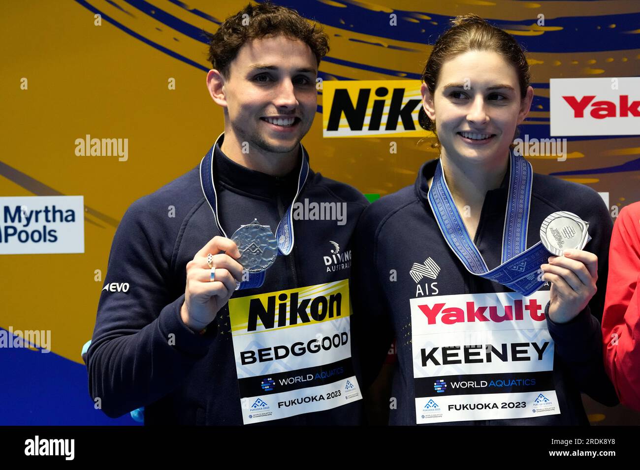 Silver medalists Maddison Keeney and Domonic Bedggood of Australia pose ...