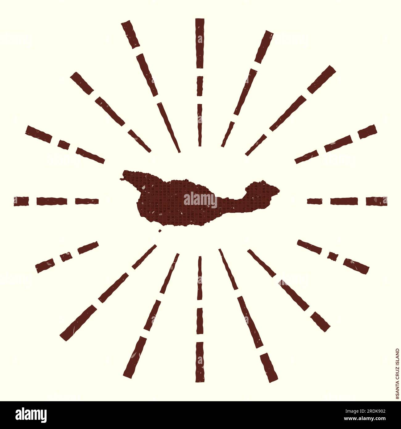 Santa Cruz Island Logo. Grunge sunburst poster with border map. Shape ...