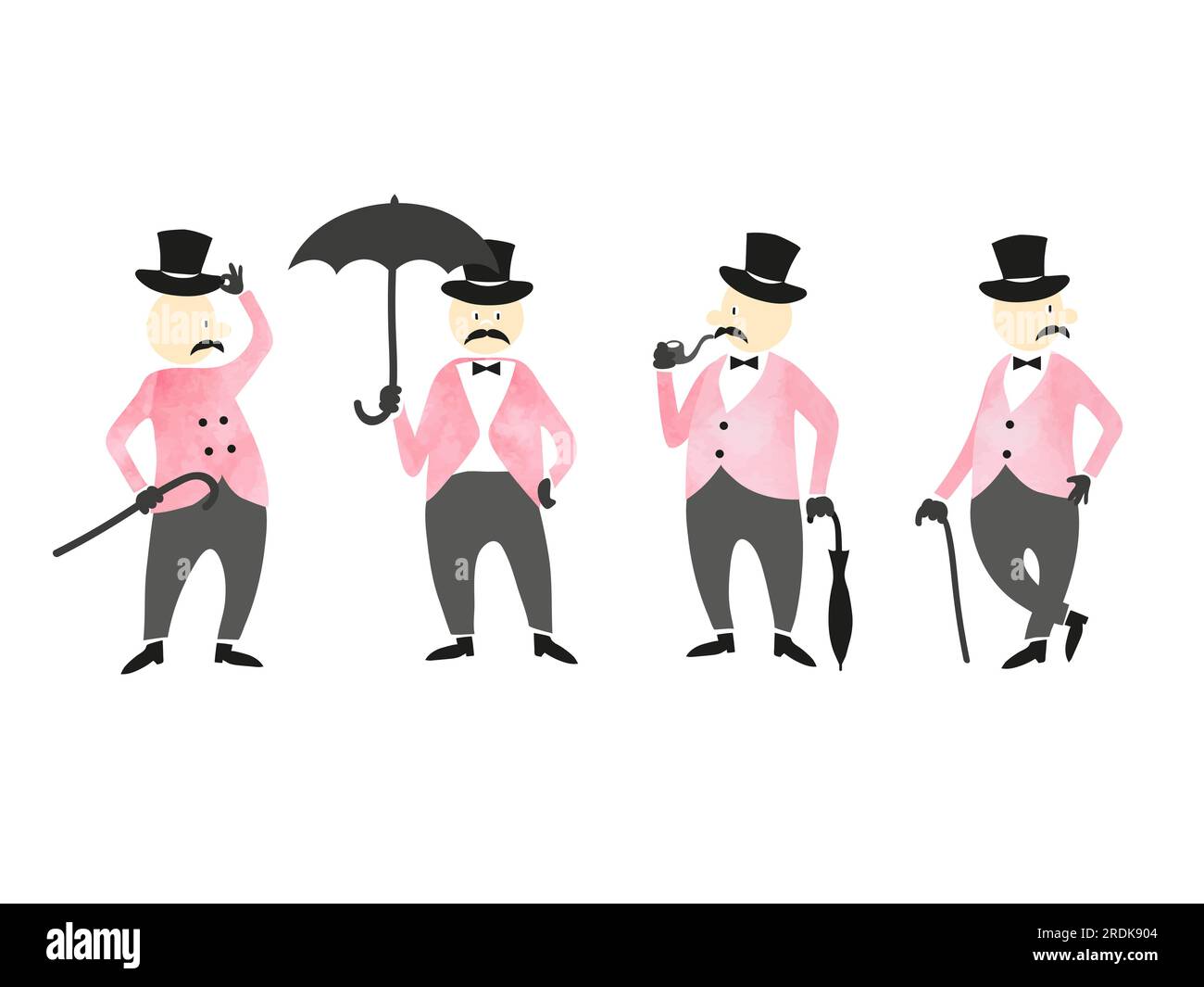Set of victorian gentlemen. Vector collection of characters Stock ...