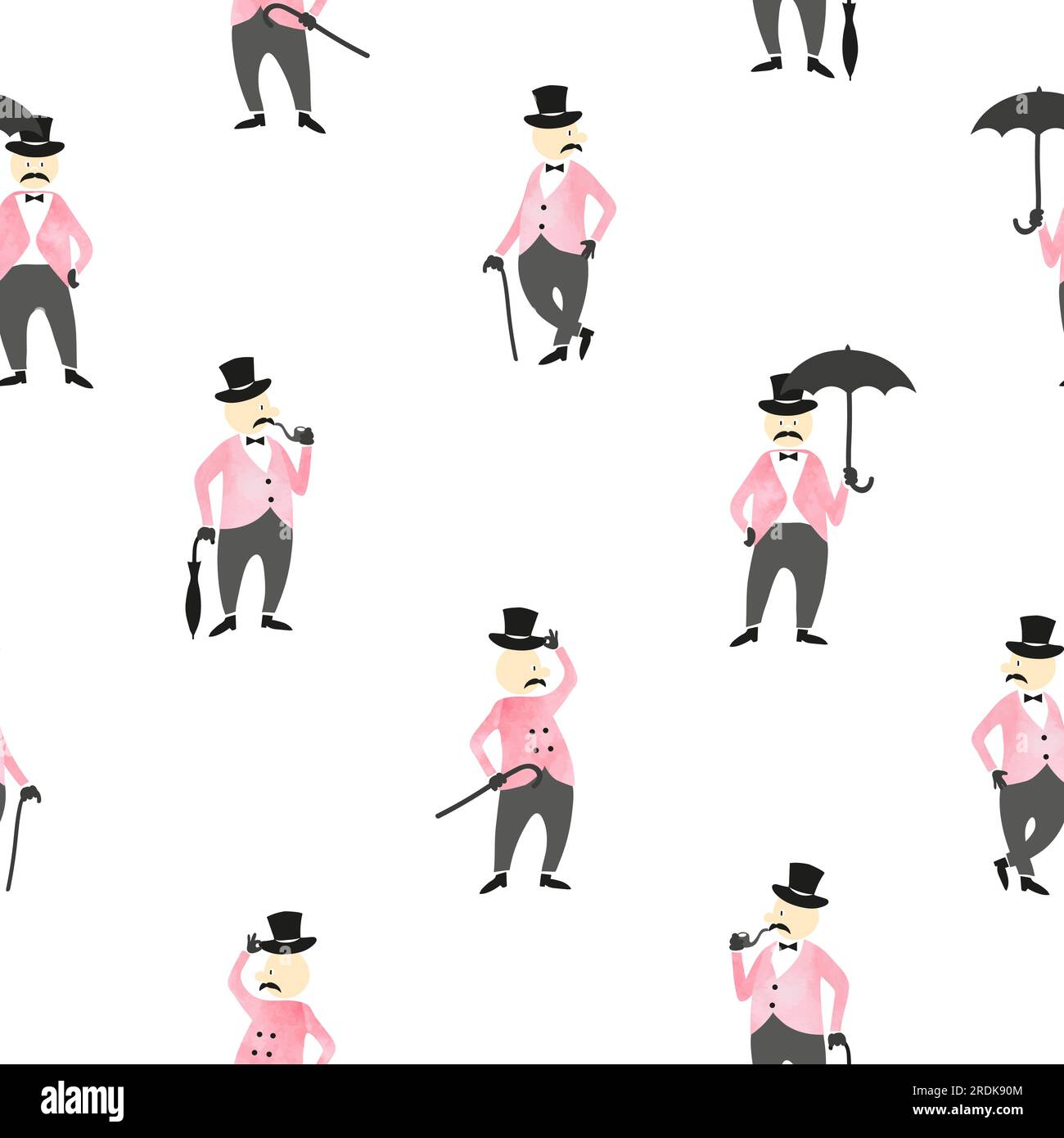 Seamless pattern with victorian gentlemen. Vector background with ...