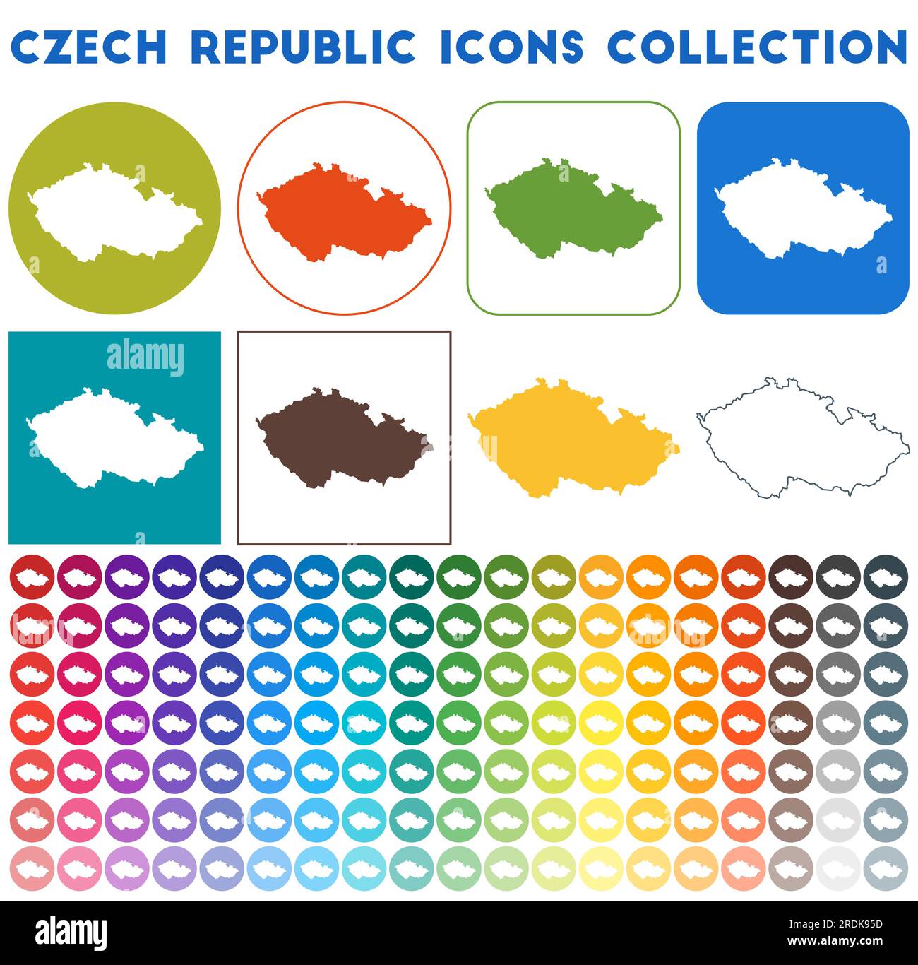 Czech Republic icons collection. Bright colorful trendy map icons ...