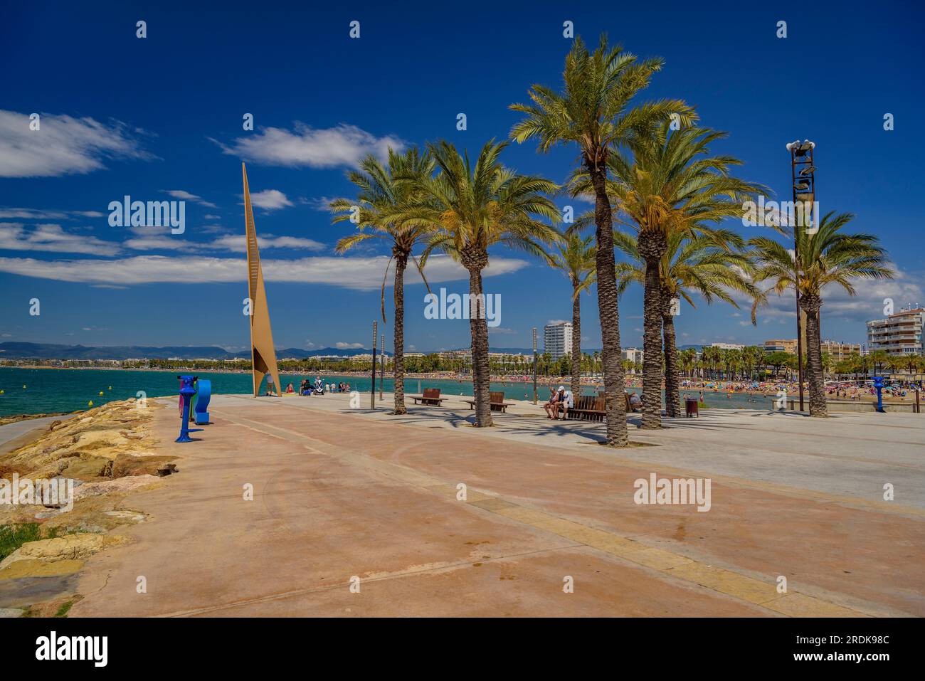 Els Pilons viewpoint, at the end of the Llevant beach (east beach) of ...