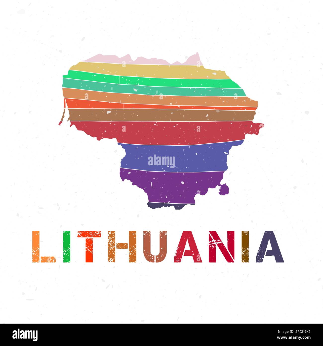 Lithuania map design. Shape of the country with beautiful geometric waves and grunge texture ...