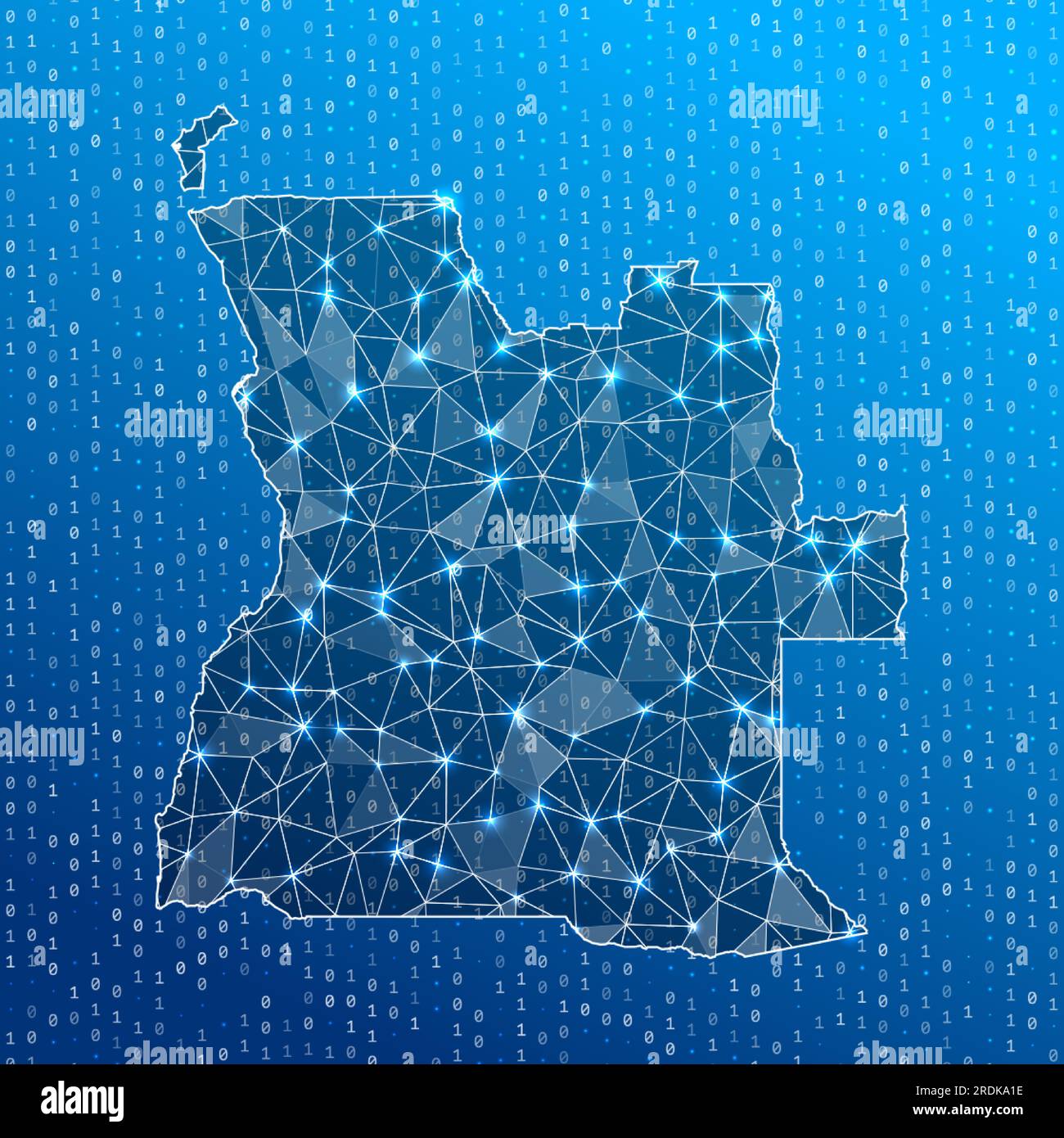 Network map of Angola. Country digital connections map. Technology, internet, network ...