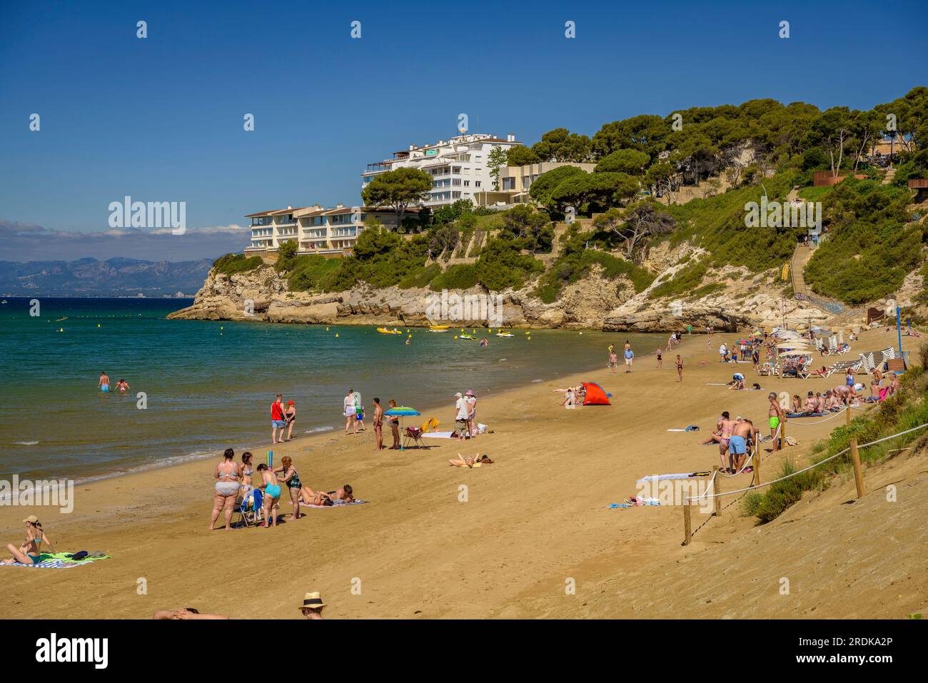 Platja Llarga (long beach) in Salou, on the Costa Daurada coast, in ...