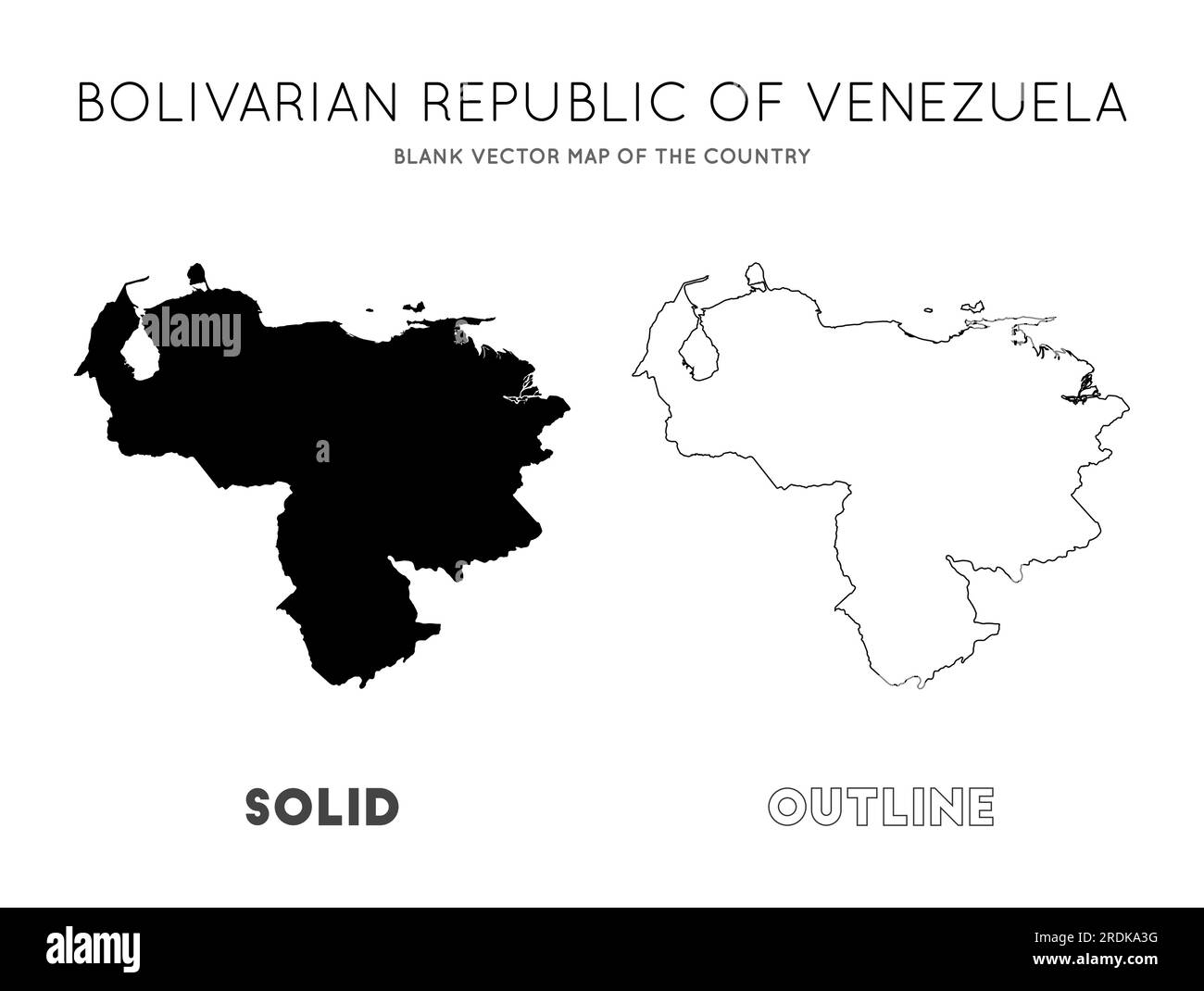 Venezuela map. Blank vector map of the country. Borders of Venezuela ...