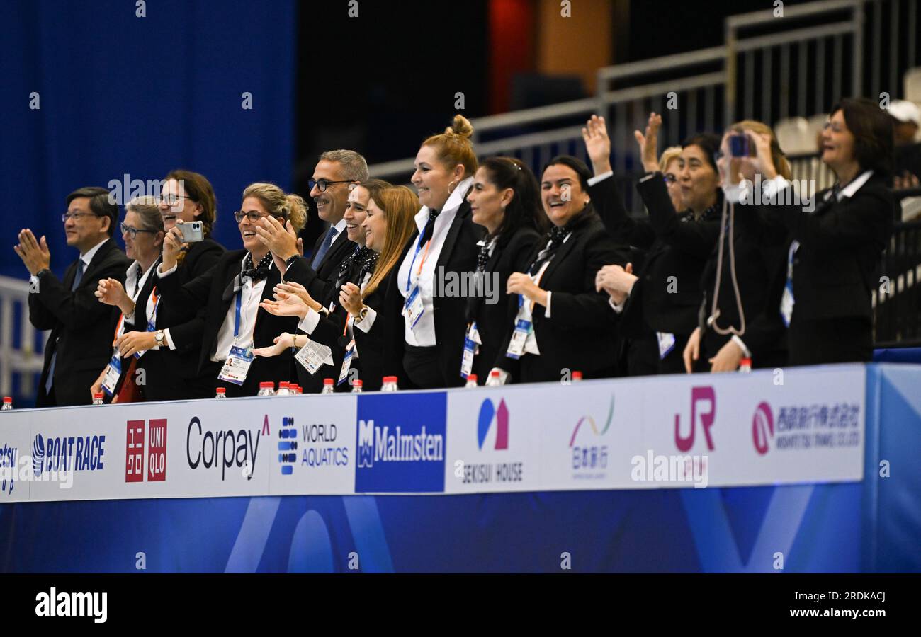 Fukuoka, Japan. 22nd July, 2023. Referees are seen during the gala ...