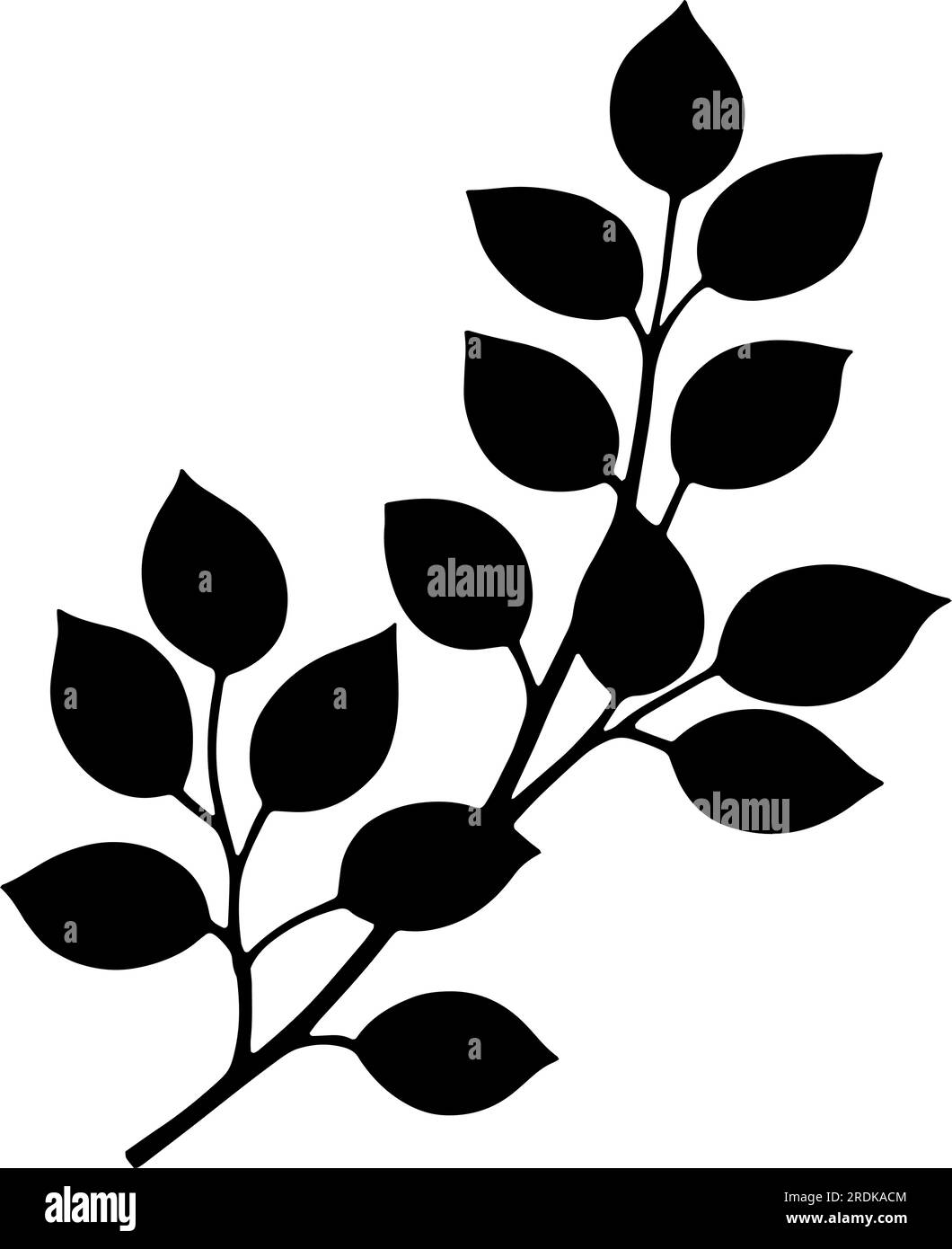 Branch with leaves and stem silhouette. Vector illustration Stock ...