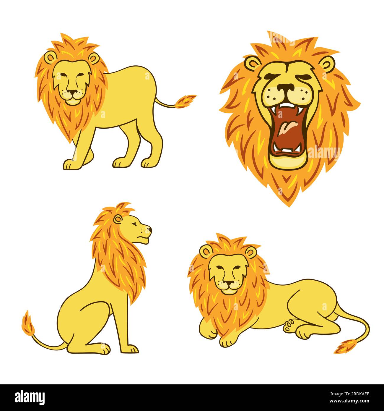 Cartoon lion set. Vector illustration Stock Vector Image & Art - Alamy